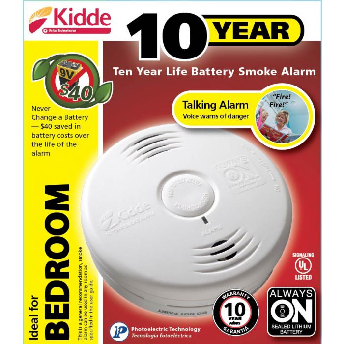 Worry-Free Bedroom 10-Year Sealed Lithium Battery Operated Smoke Alarm | Shop Kidde