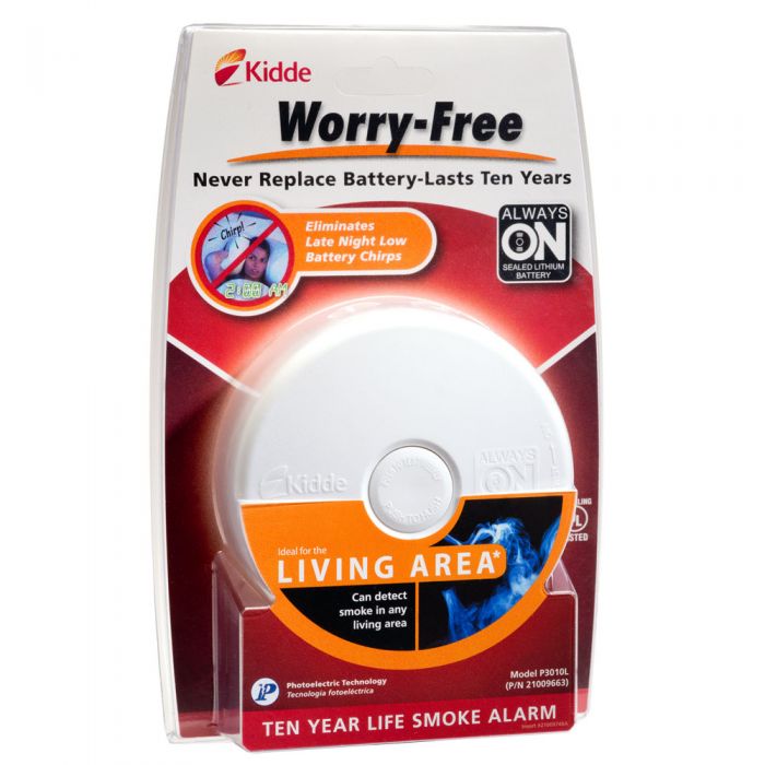 Worry-Free Living Area 10-Year Sealed Lithium Battery Operated Smoke Alarm | Shop Kidde